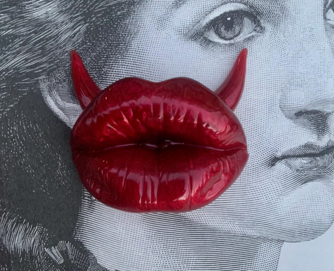 Red Resin Lips Stiletto Decor, Goth Devil Accent - Etsy