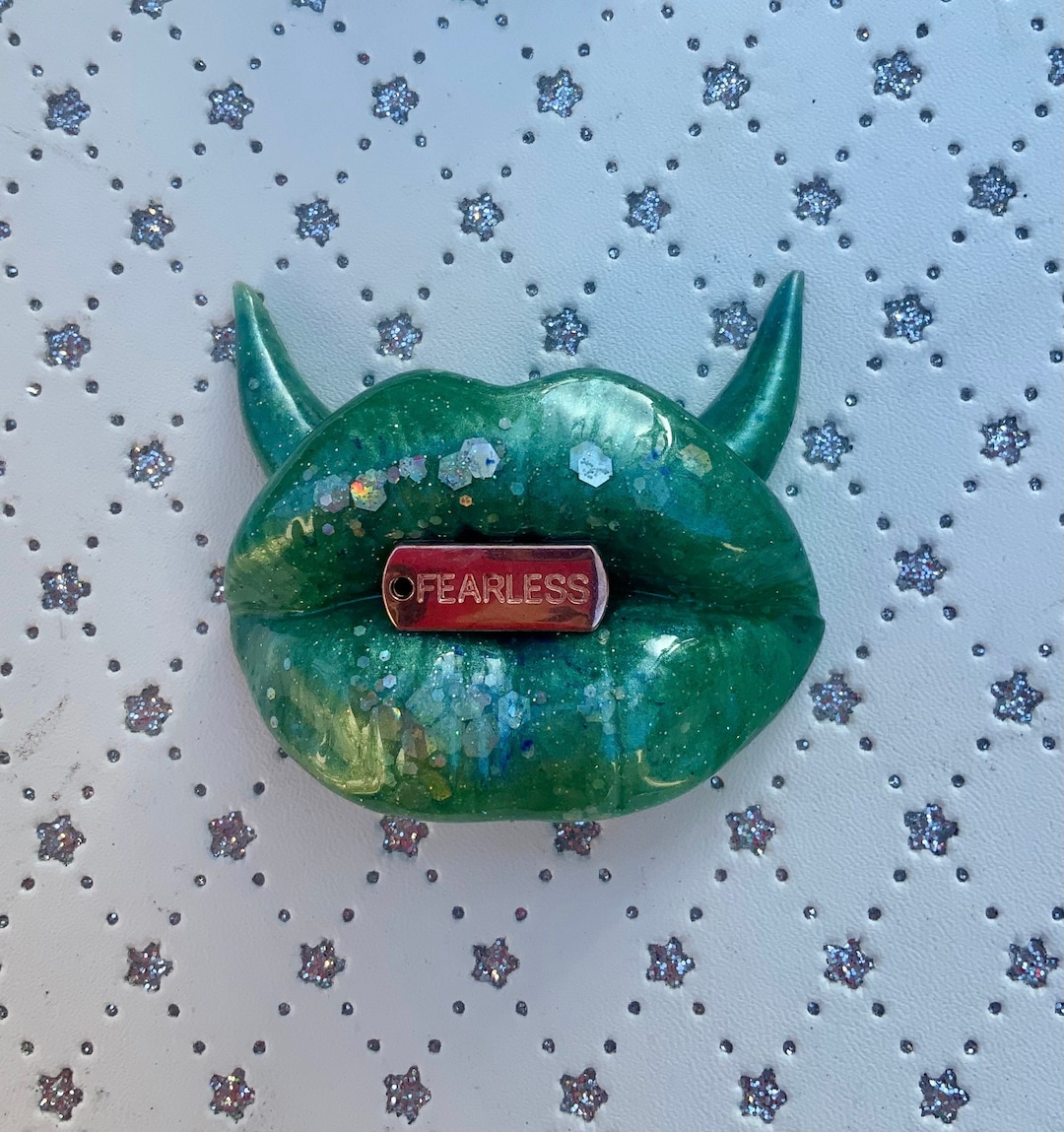 Fearless Pretty Candy Boutique Resin Lips Green Lips Fridge Magnet ...