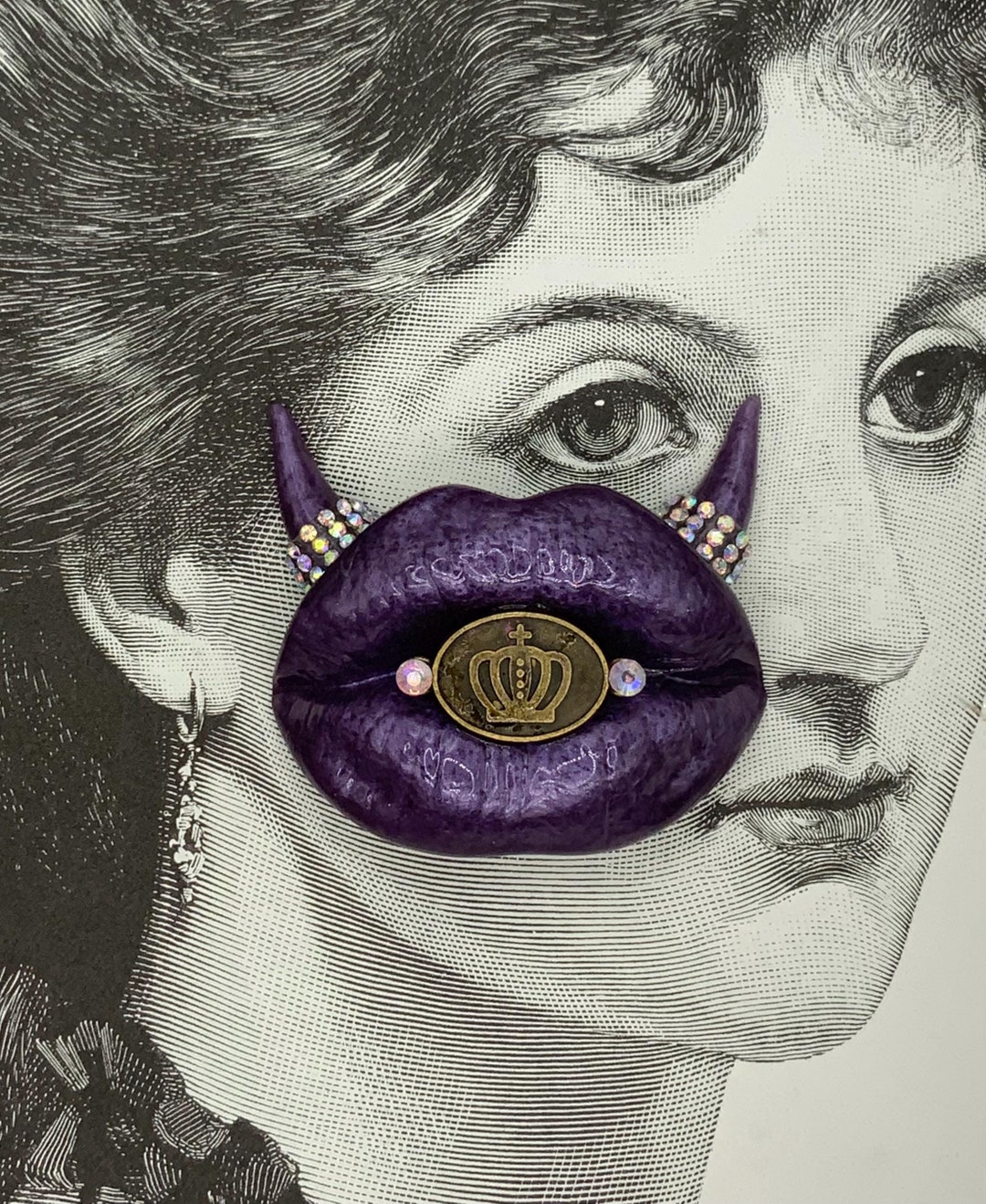 Princess Resin Lips Decor Large Purple Lips Art Fridge Magnet Lips ...