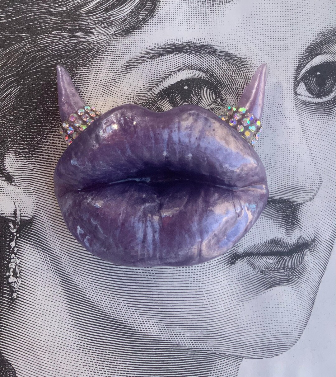 Kiss Me Resin Lip Display Handmade USA Lip Lavender Lip Display Adult ...
