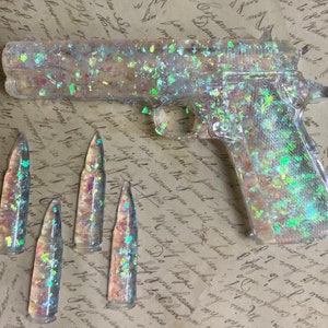 Dragonfly Resin Gun Floral Pistol Sparkle Gun Model Colt 1911 | Etsy