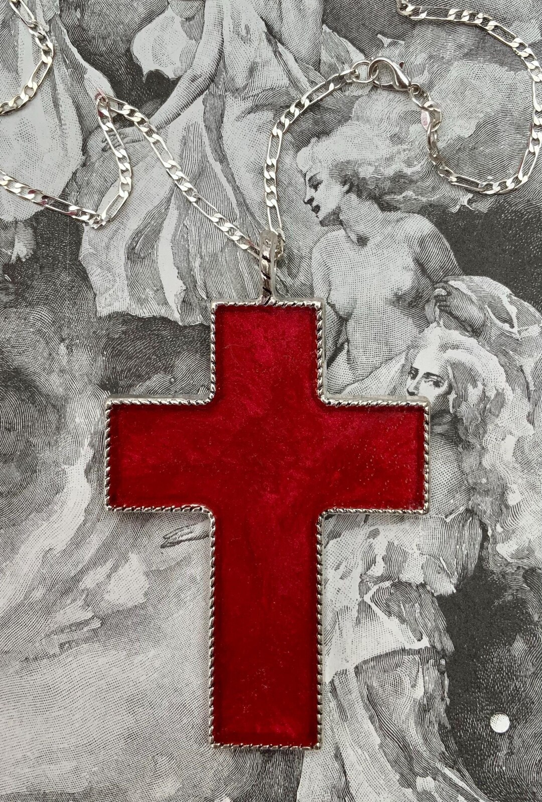 Crucified Cross Chunky Cross Religious Eclectic Resin Cross Red Jewelry ...