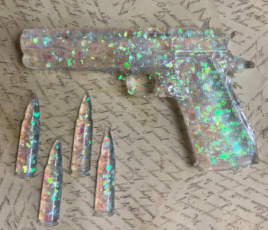 Dragonfly Resin Gun Floral Pistol Sparkle Gun Model Colt 1911 | Etsy