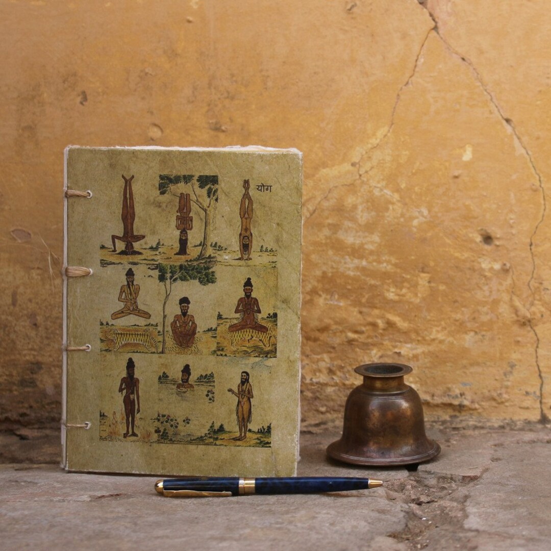 HANDMADE PAPER Journal Ancient YOGA Design 100% Recycled Newspaper ...