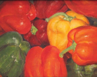 Colorful Bell Peppers Original Modern Impressionism Oil Pastel - Etsy