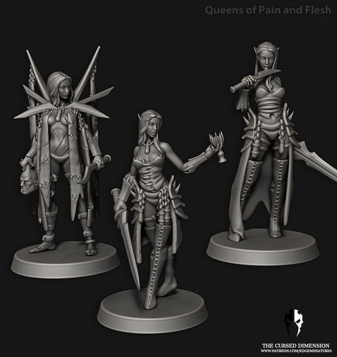 Queens of Flesh & Pain by Edge Miniatures | Dark Space Elves Royal ...