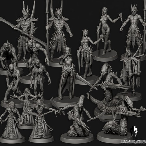 Dark Elf Pinups by Edge Miniatures Dark Space Elves Royal - Etsy