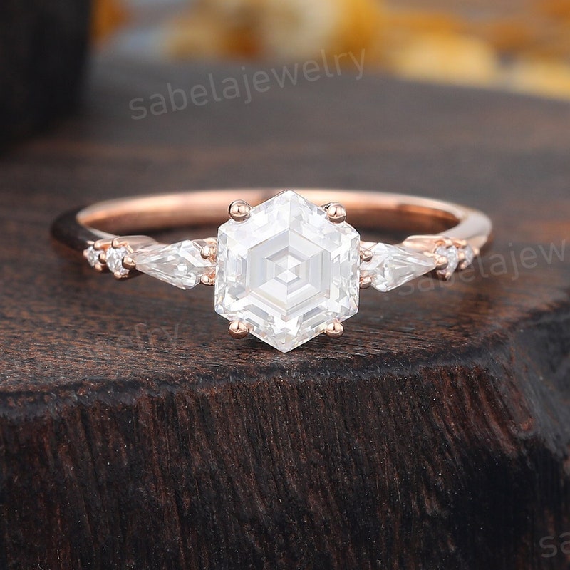Hexagon Engagement Ring - Etsy