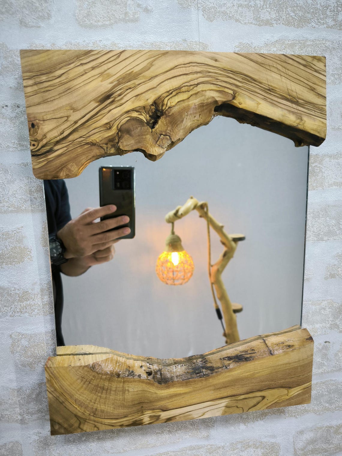 Live Edge River Mirror Rustic Olive Wood Mirror Bathroom Mirror Hanging ...