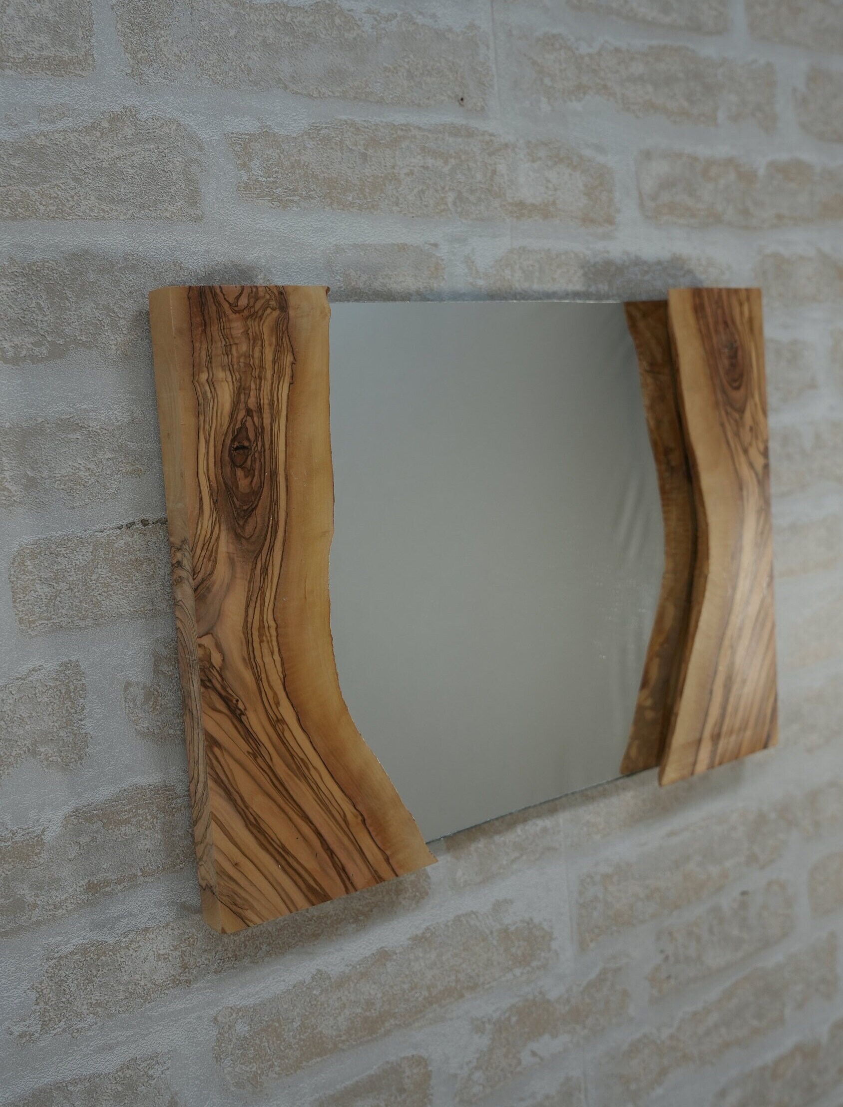 Live Edge River Mirror Rustic Olive Wood Mirror Bathroom Mirror Hanging ...