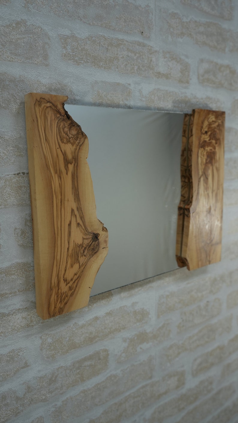 Live Edge River Mirror Rustic Olive Wood Mirror Bathroom Mirror Hanging ...