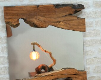 Live Edge River Mirror Rustic Oak Wood Mirror Bathroom Mirror Hanging ...