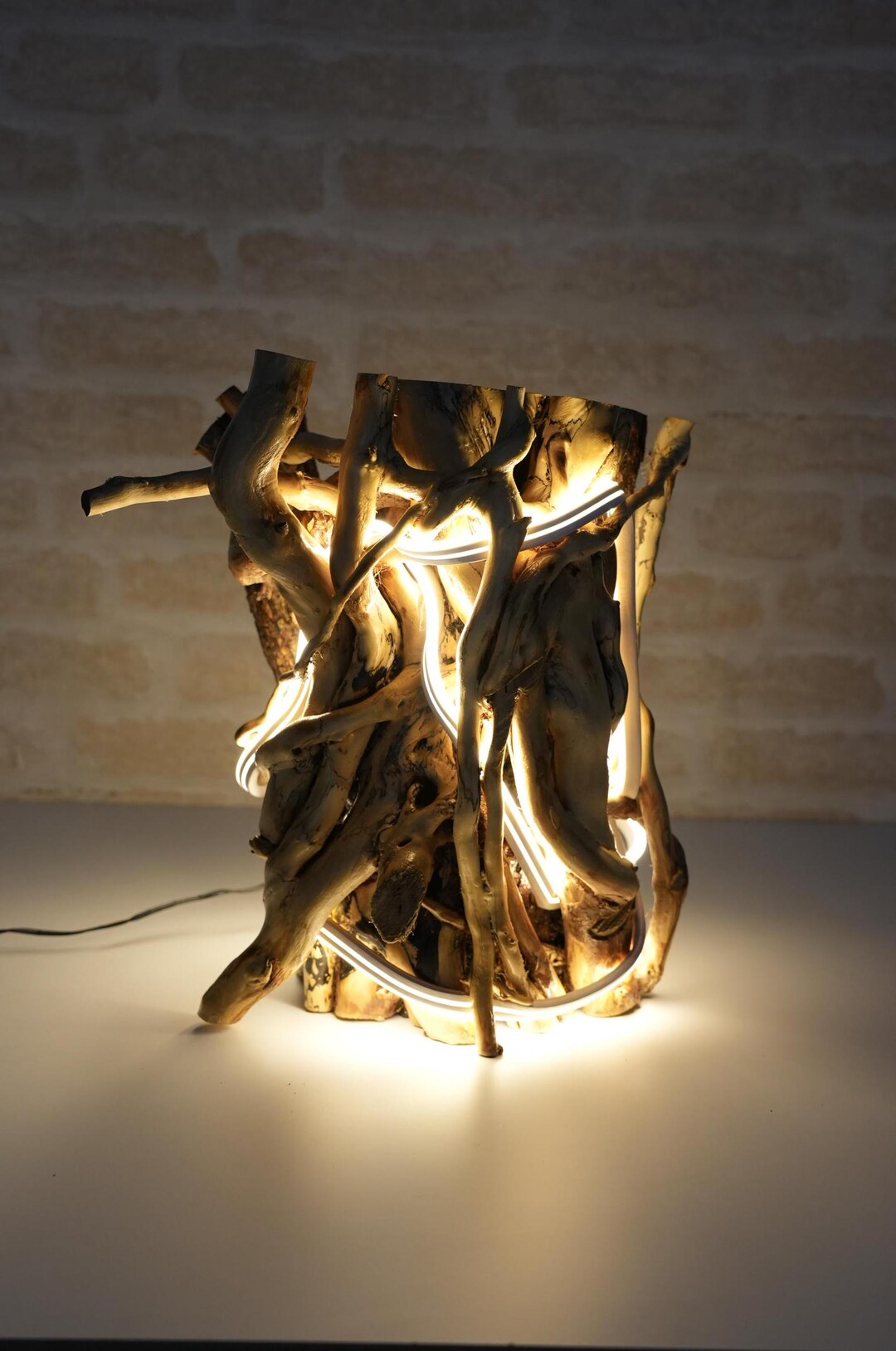 Ivy Lamp - Handcrafted Natural Oak and Ivy Lamp – Illuminated With 2M ...