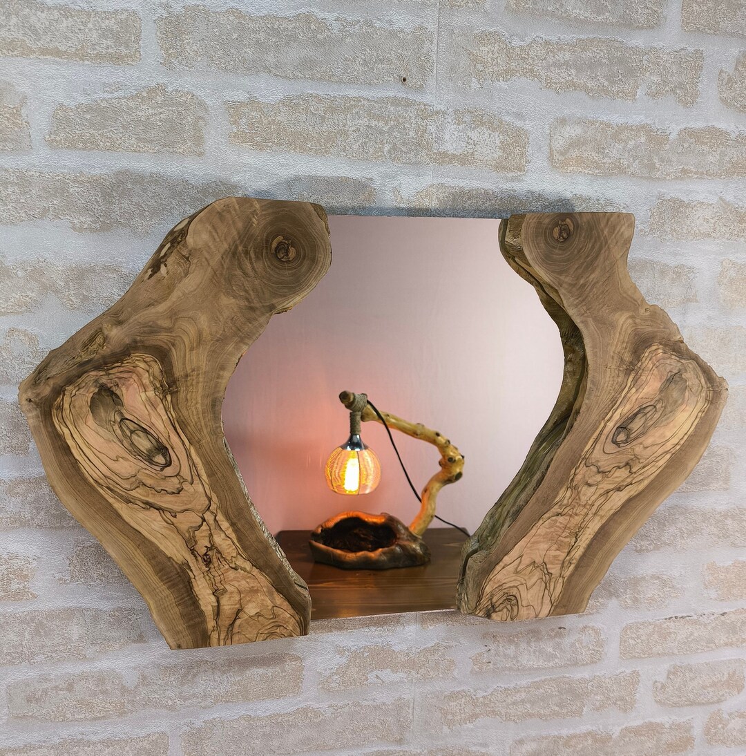 Rustic Olive Wood Mirror Live Edge River Mirror Bathroom Mirror Hanging ...