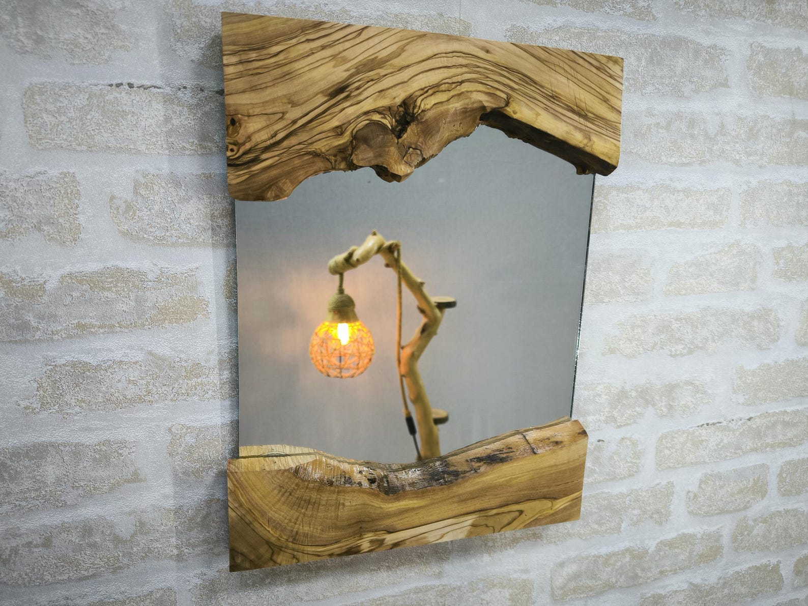 Live Edge River Mirror Rustic Olive Wood Mirror Bathroom Mirror Hanging ...