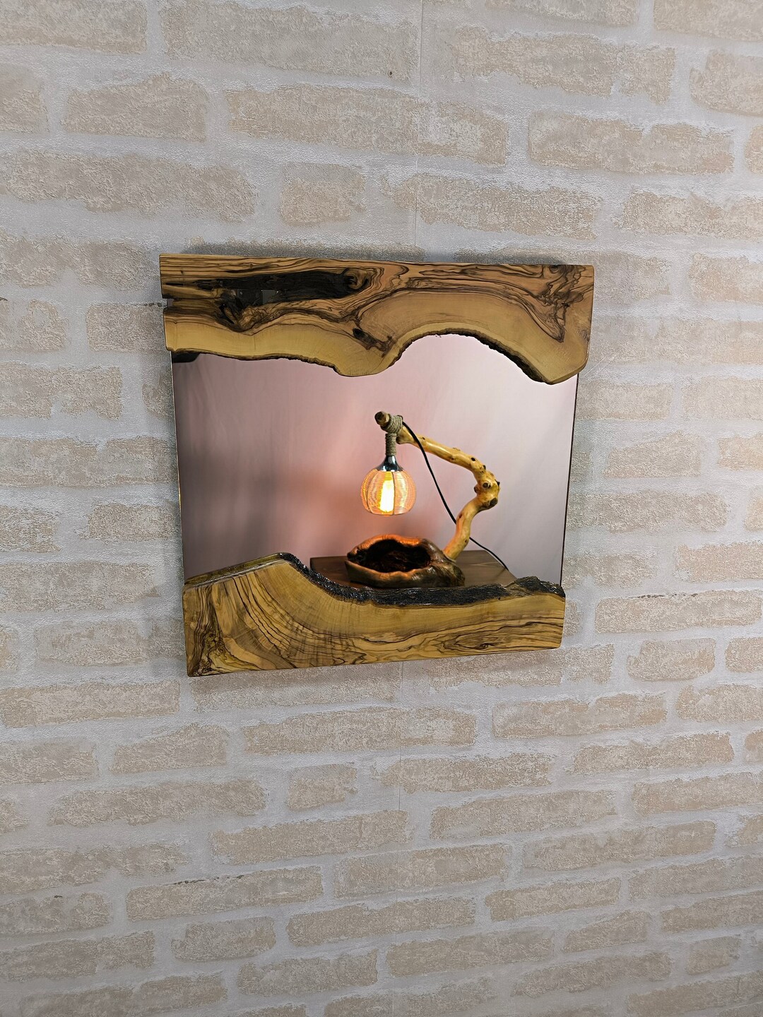 Made to Order Live Edge Olive Wood Mirror, Custom Made Olive Wood ...