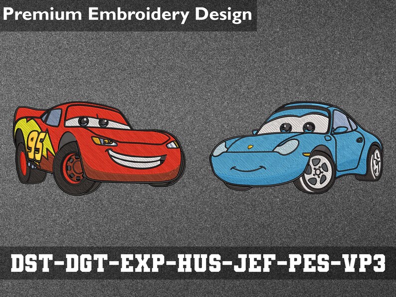 Car Embroidery File, Cute Blue Stitch Cartoon Embroidery, Lightning ...