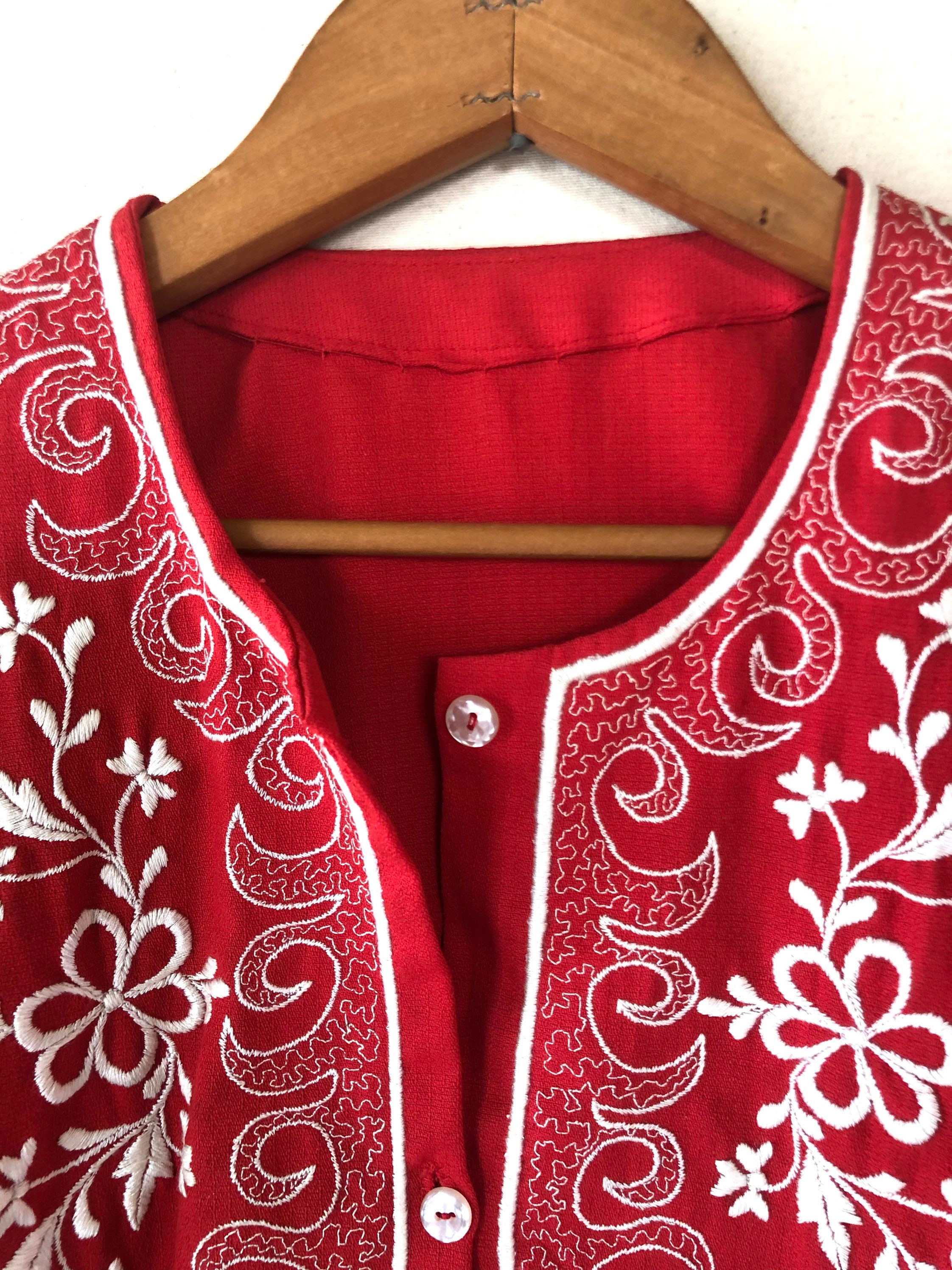 Vintage Red Embroidered Jacket - Etsy