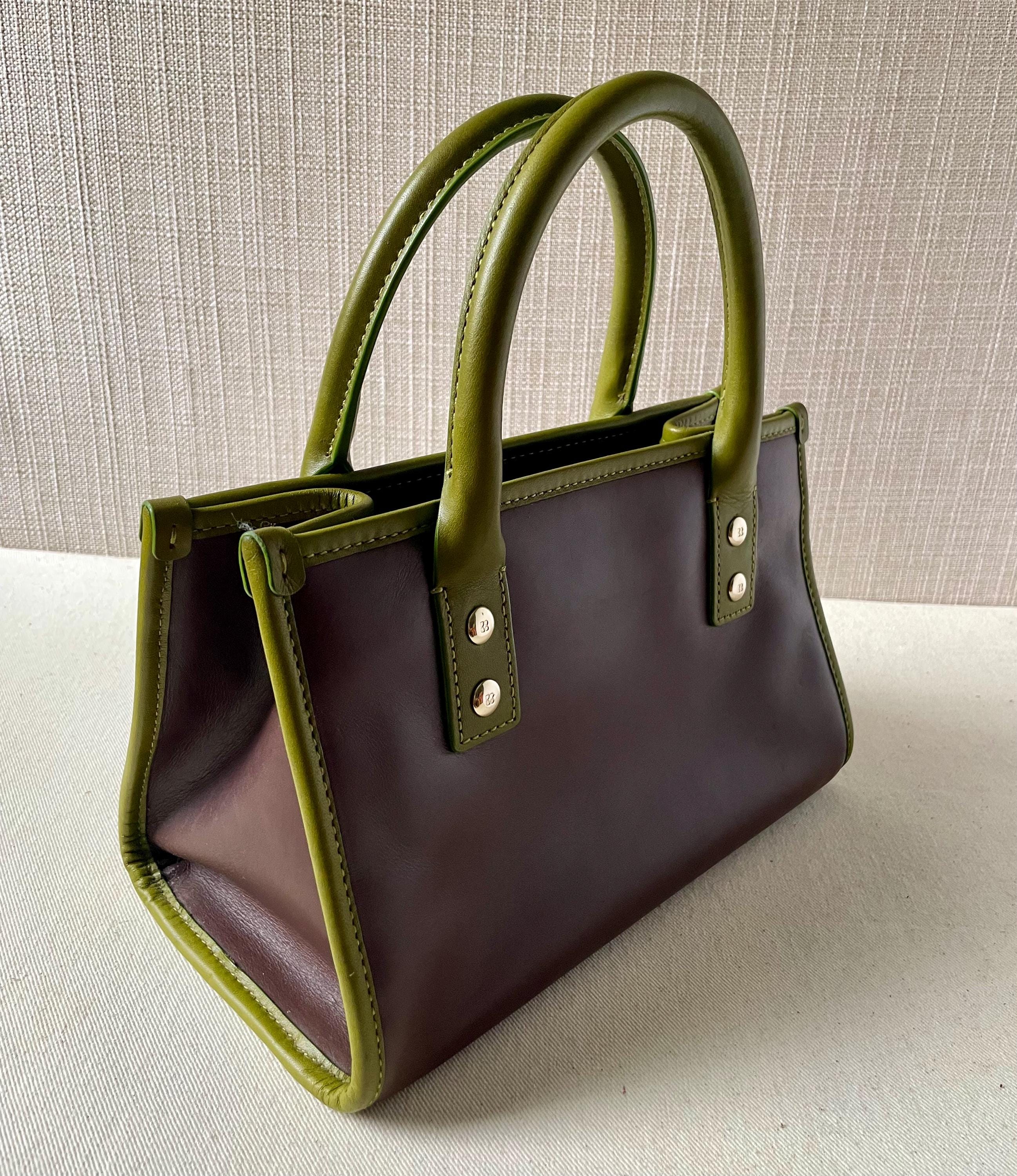 VTG 90s Kate Spade New York Brown Green Leather Handbag - Etsy