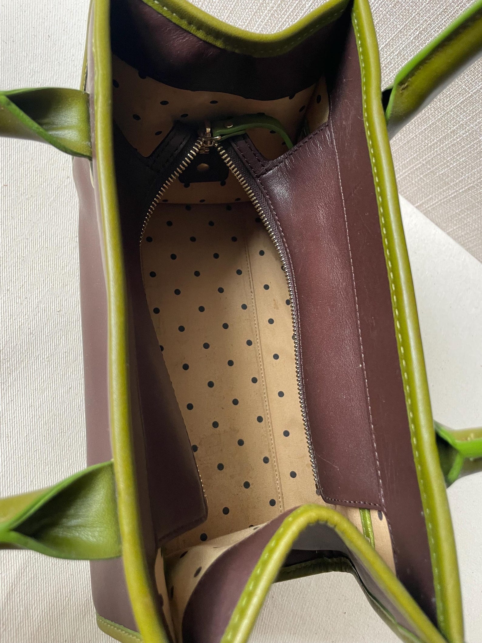 VTG 90s Kate Spade New York Brown Green Leather Handbag - Etsy