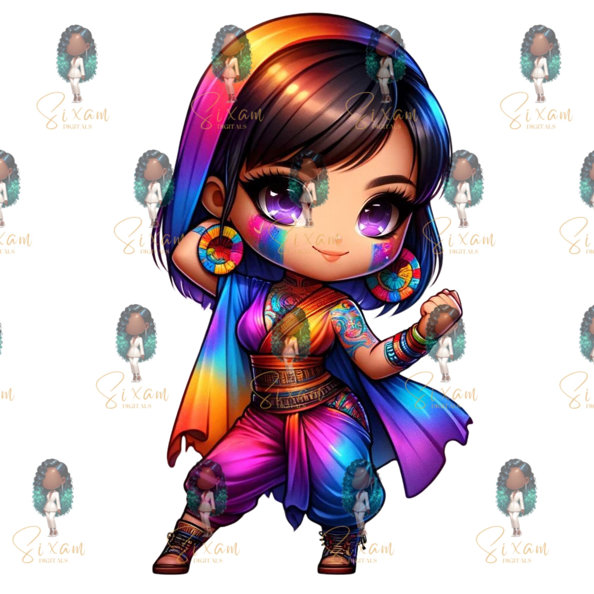 10 Cute Chibi Clipart Digital Download, Chibi Stickers, Chibi PNG ...