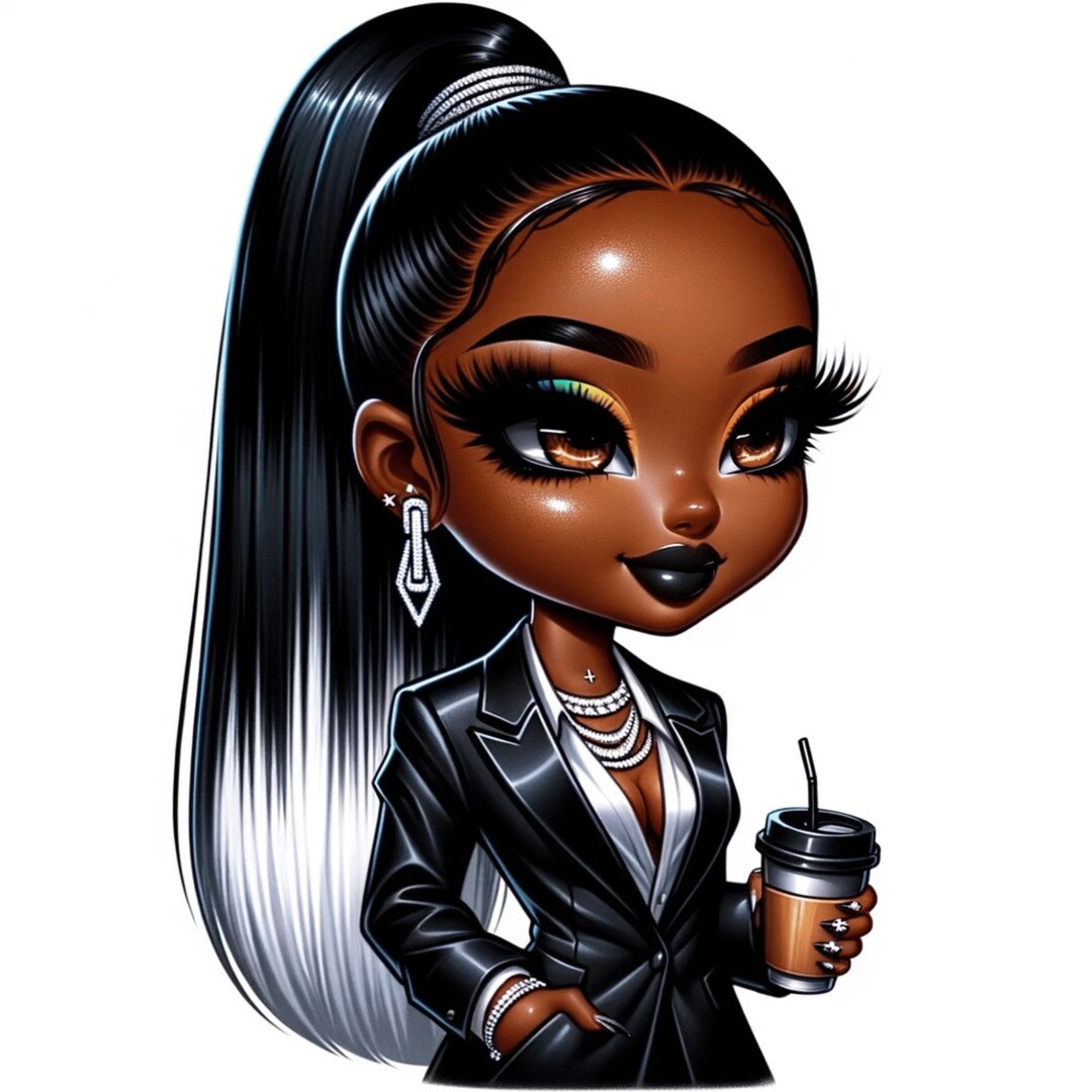 Chic Boss Lady Chibi Clipart Fashionista Digital Art, Girl Boss PNG ...