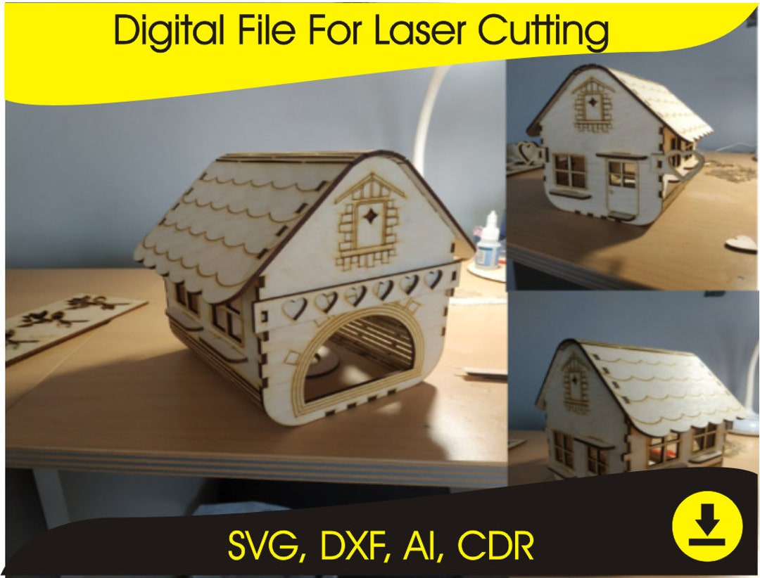 House Shaped Lamp - Wooden - Digital Download (CDR, DXF, SVG) - Etsy