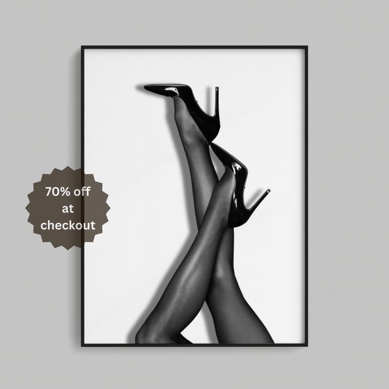 Black and White High Heels Print Luxury Retro Fashion Photography Chic ...