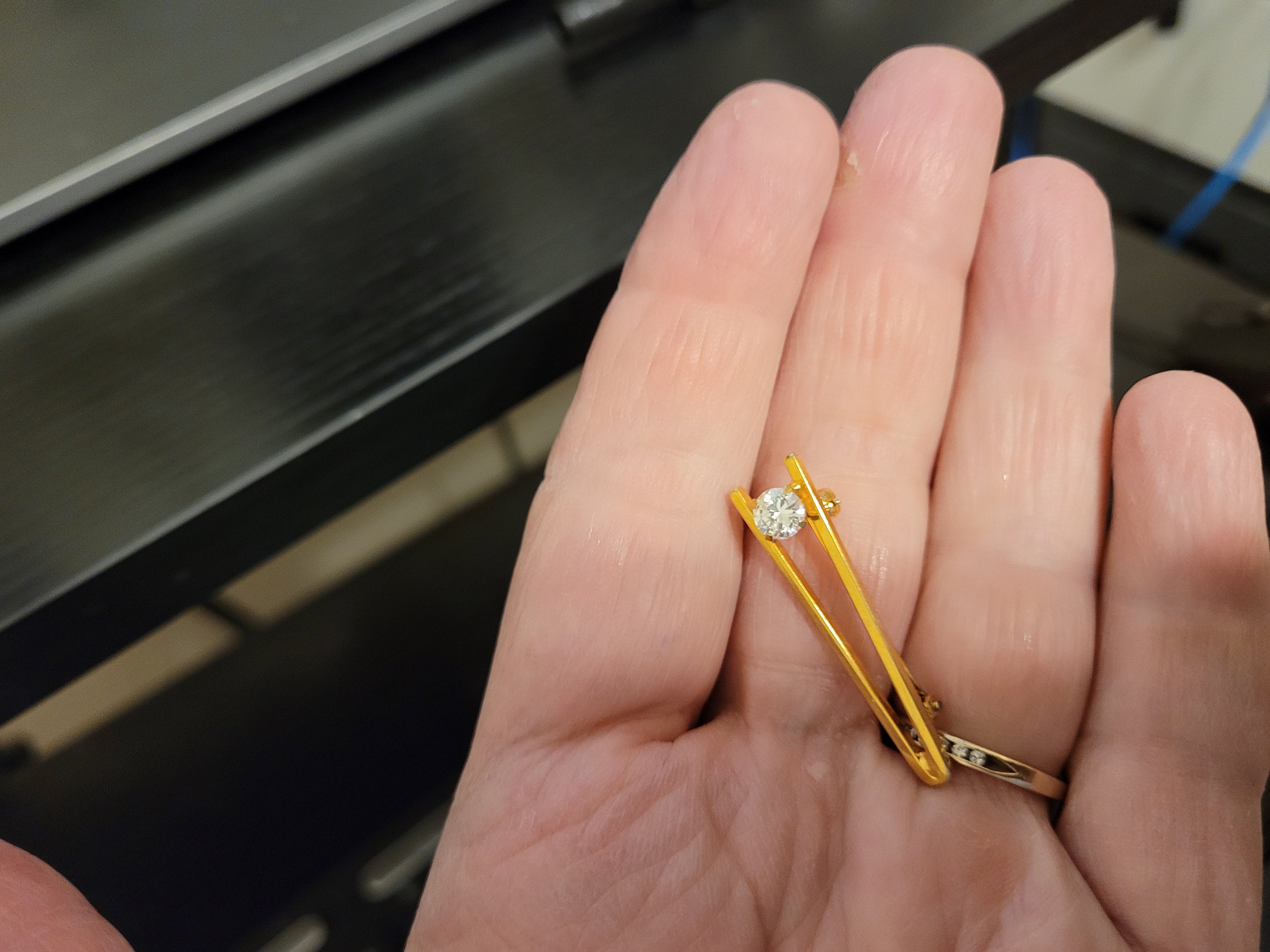 Narrow V Shaped Gold Toned Pin With Solitaire Crystal - Etsy