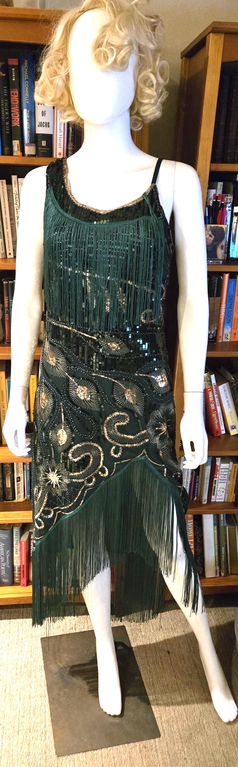 Peacock Flapper Party Dress, Size L - Etsy