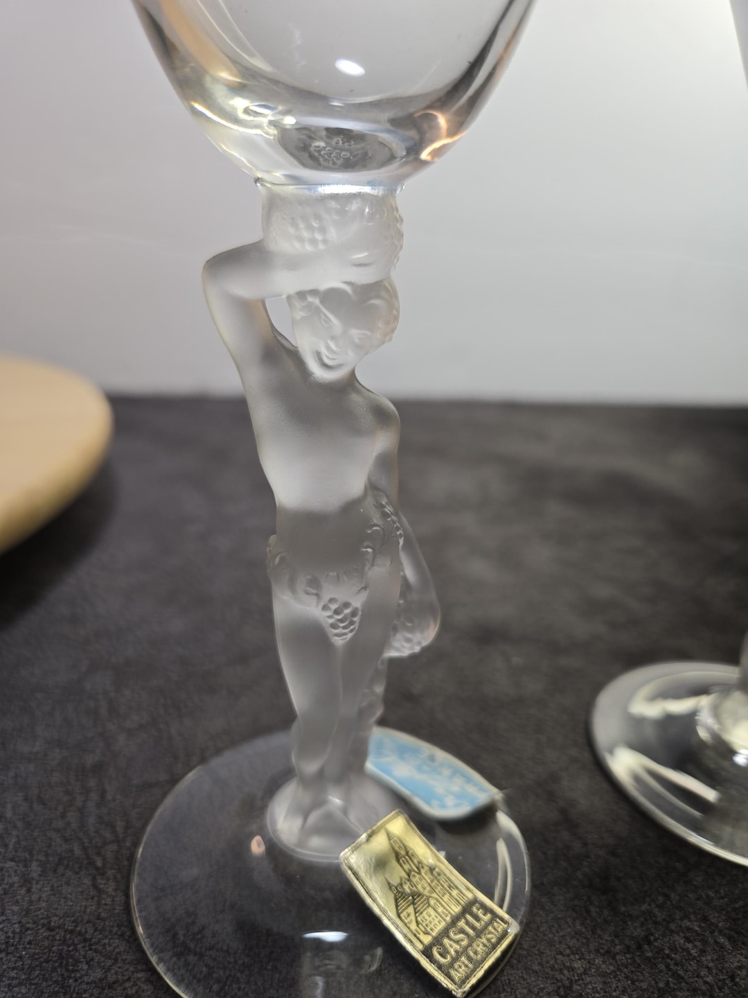 Pair of Vintage Bayel Crystal Bacchus Liqueur Glasses, Male Nude Figure ...