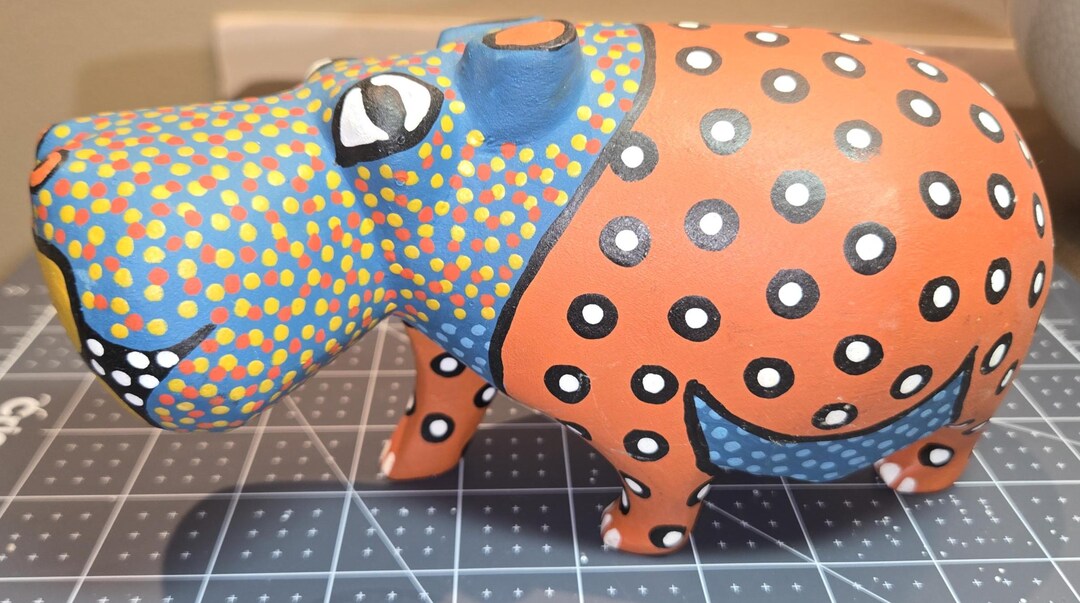 Hand-painted Clay Hippo Figure, Zimbabwe Folk Art - Etsy