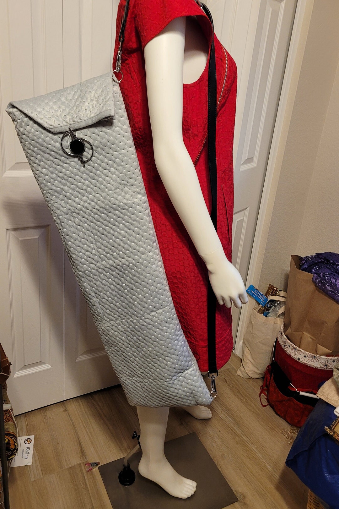 Flute Bag, Soft, Thick Grey-blue Waffle Fabric Lined in Blue With ...