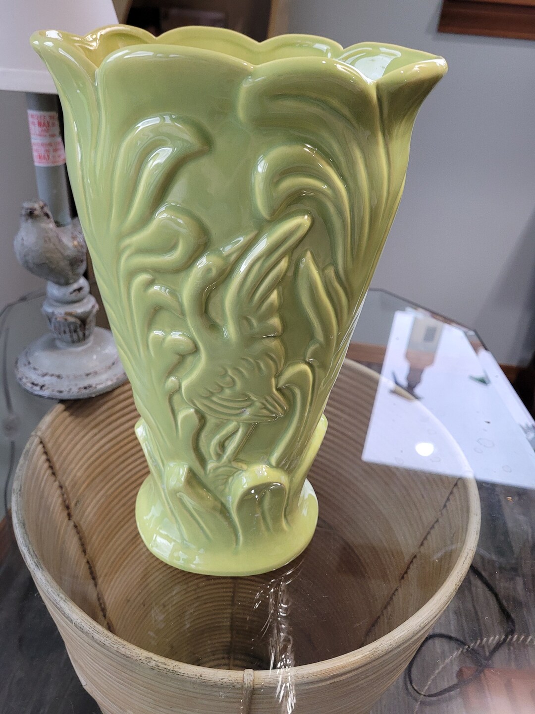 Signed and Dated Claire Lerner California Chartreuse Art Nouveau Tulip ...