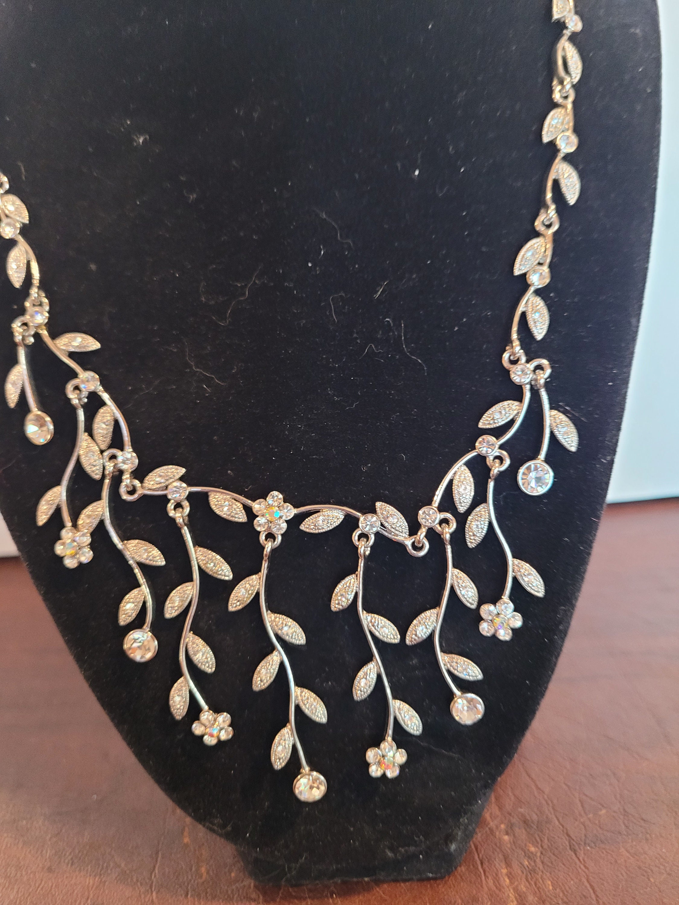 Silver and Crystal Vintage VCLM Flower and Leaves Prom or Bridal ...