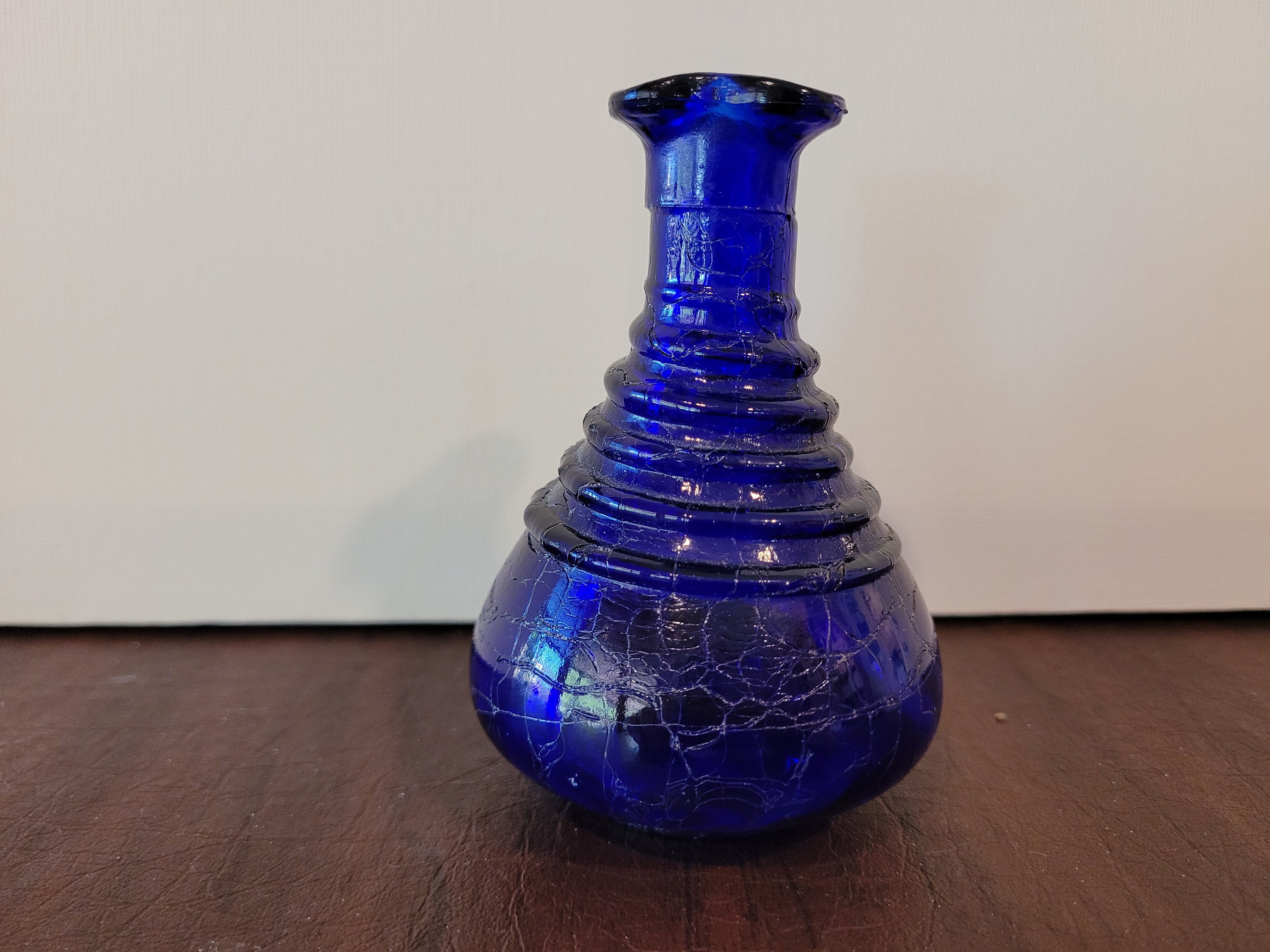 Vintage Cobalt Blue Japanese Art Line Crackle Bud Vase - Etsy