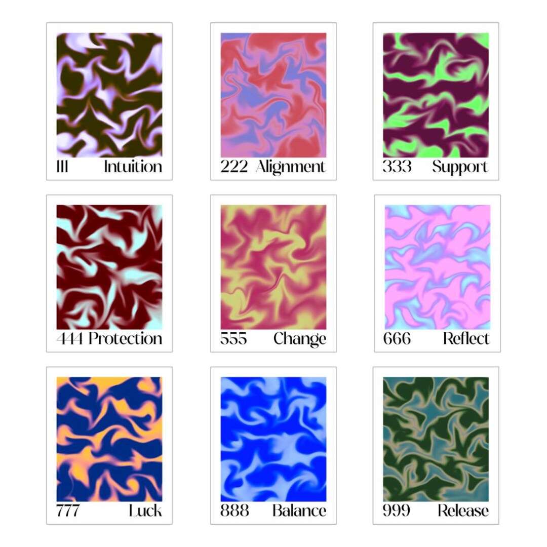Angel Number Poster Set of Nine Ready to Print Files 3:4 Ratio ...
