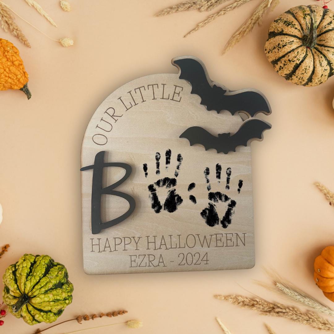 DIY Halloween Footprint or Handprint Art Sign, DIY Baby Footprint Board ...