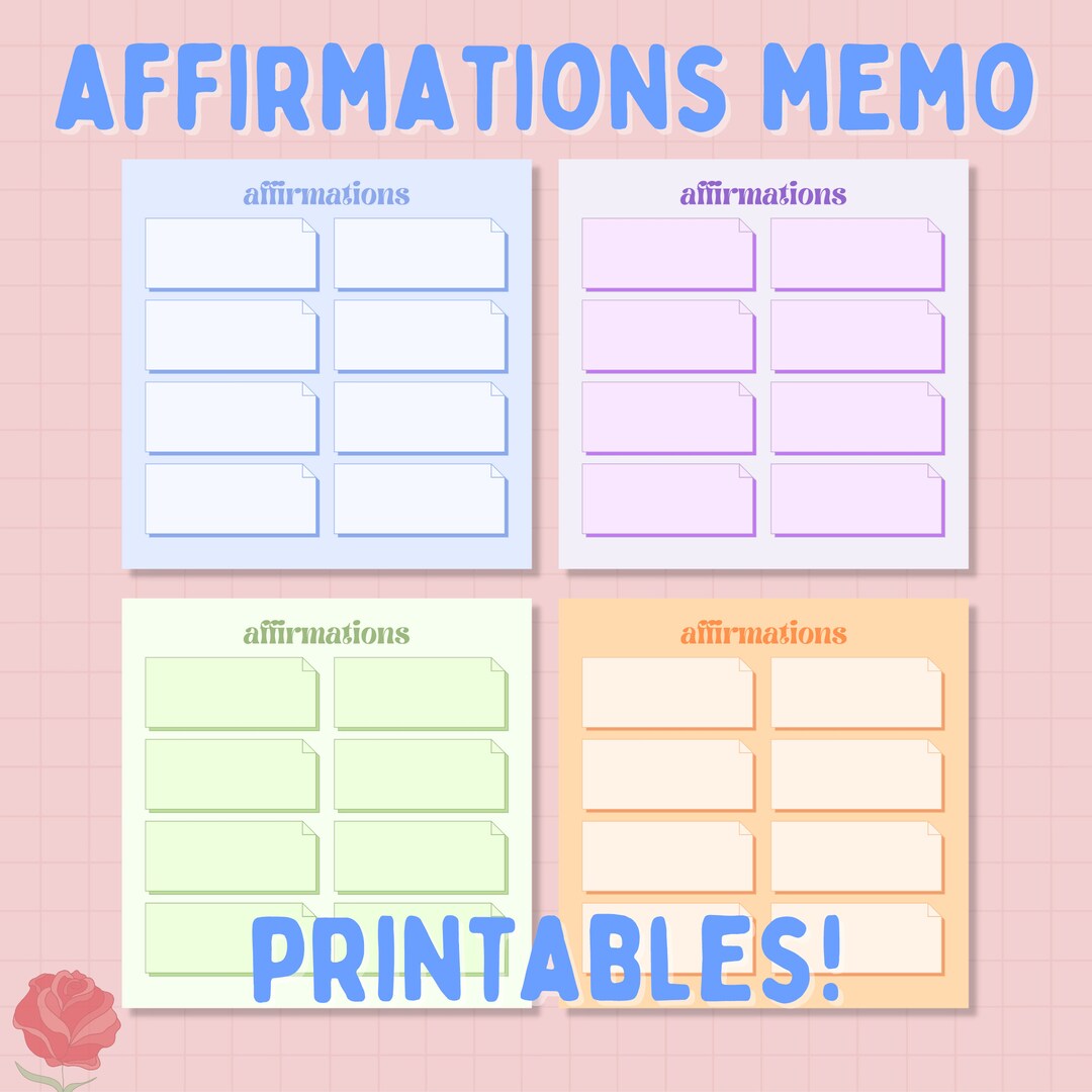 Printable Affirmation Memo Sheets - Etsy