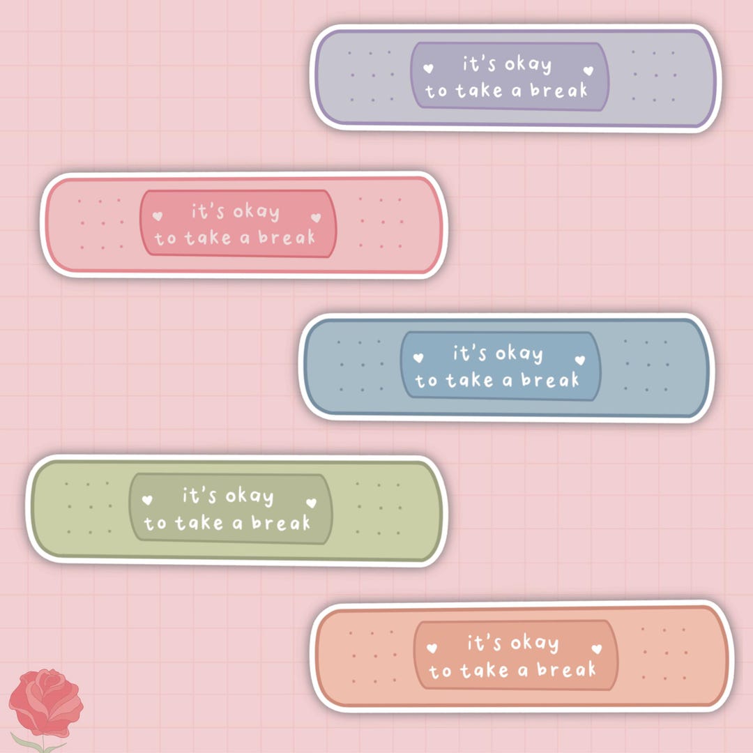 It's Okay Bandaid Sticker, Self Care Stickers, Motivating Stickers - Etsy