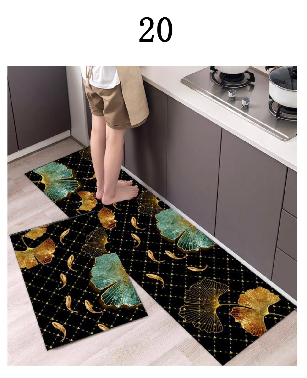 3D Printed Geometric 2 Pc Water Absorbent Anti Fatigue Hard Long ...