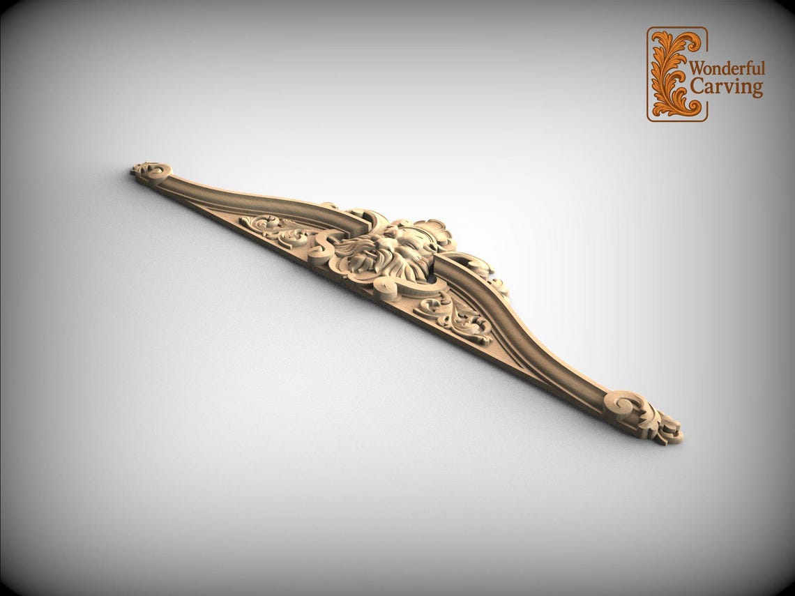 Baroque Face Pediment • Long Scroll Applique • Decorative Furniture ...