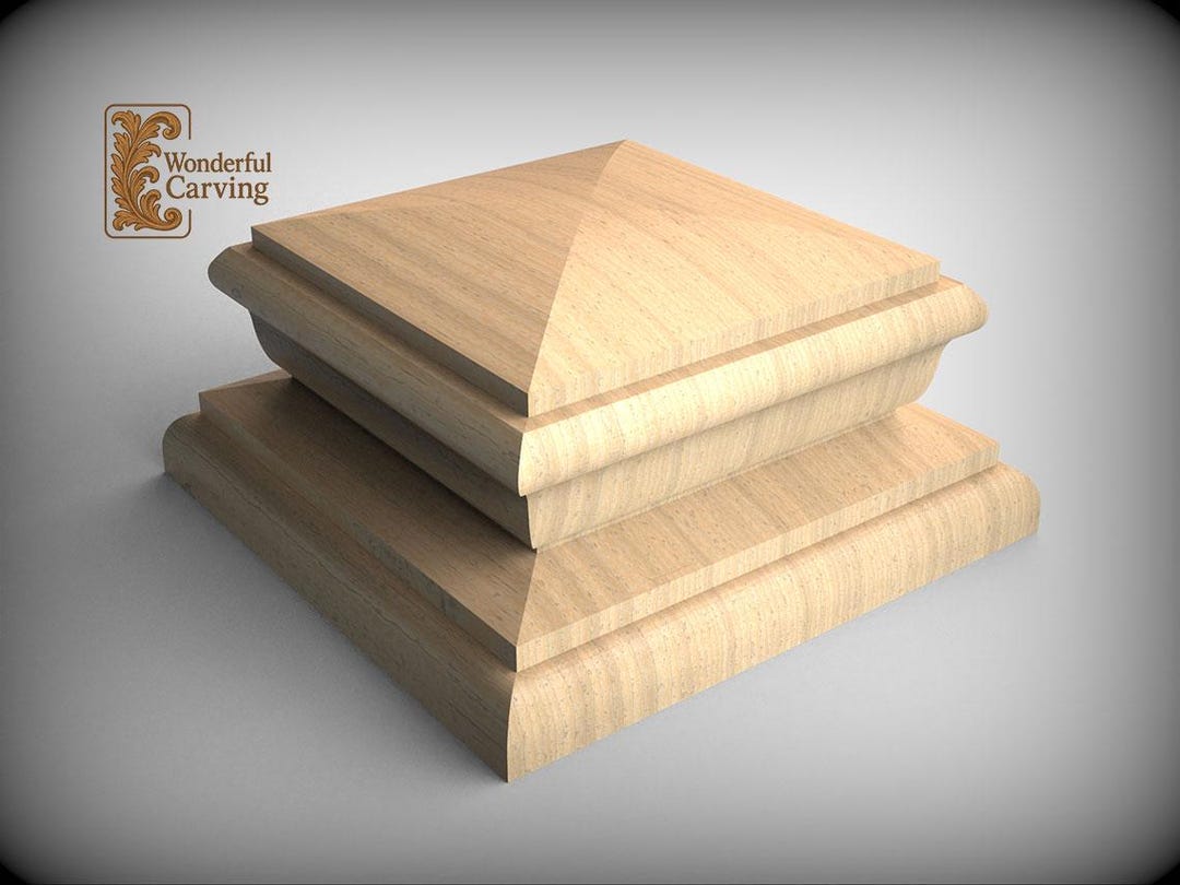 Natural Wood Newel Post Cap - Square Stair Finial, Custom Size - Etsy