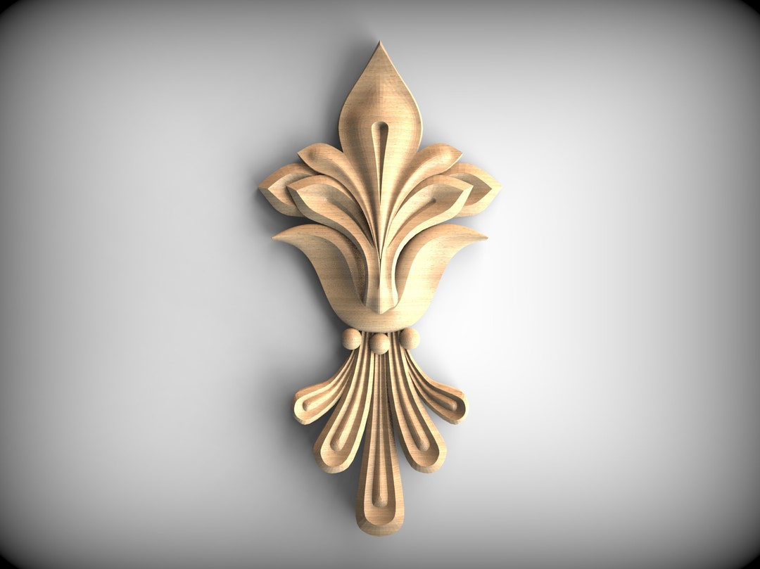 Fleur-de-lis Flourish: Vertical Wooden Carved Overlay, 1 Pc, Unpainted ...