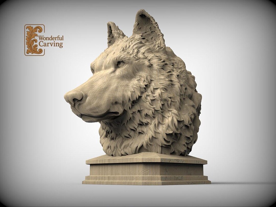 Carved Wolf Head Wooden Newel Post: Nordic Animal Art - Etsy
