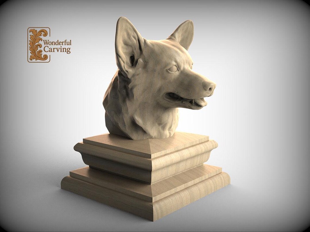 Corgi Dog Wall Bust - Carved Wood Sculpture - Etsy