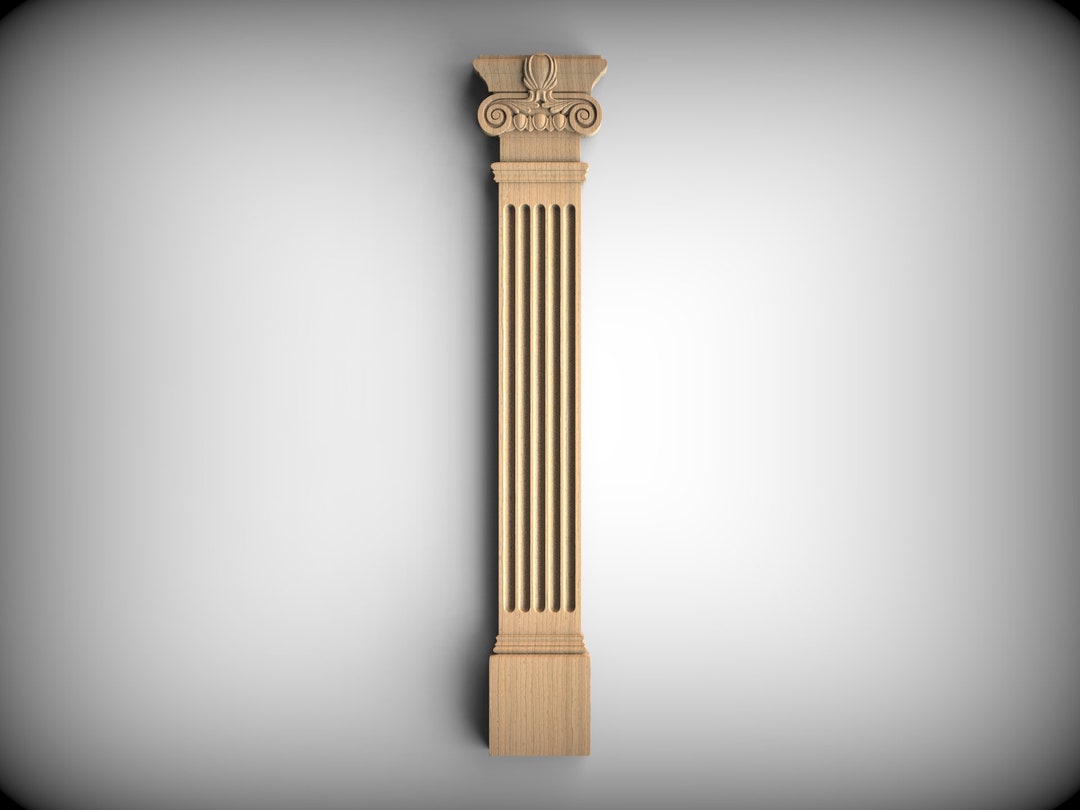 Casing Wood Carved Pilasters flat Back Columns, Classical Wood Ionic ...