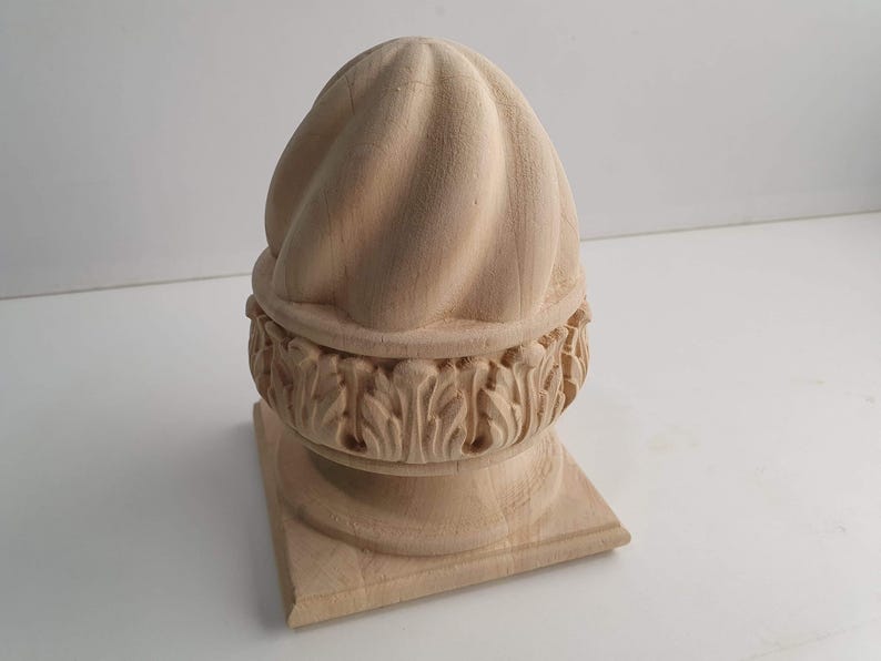 Acorn Post Finial, Decorative Wood Cap (square Base, Handcrafted) - Etsy