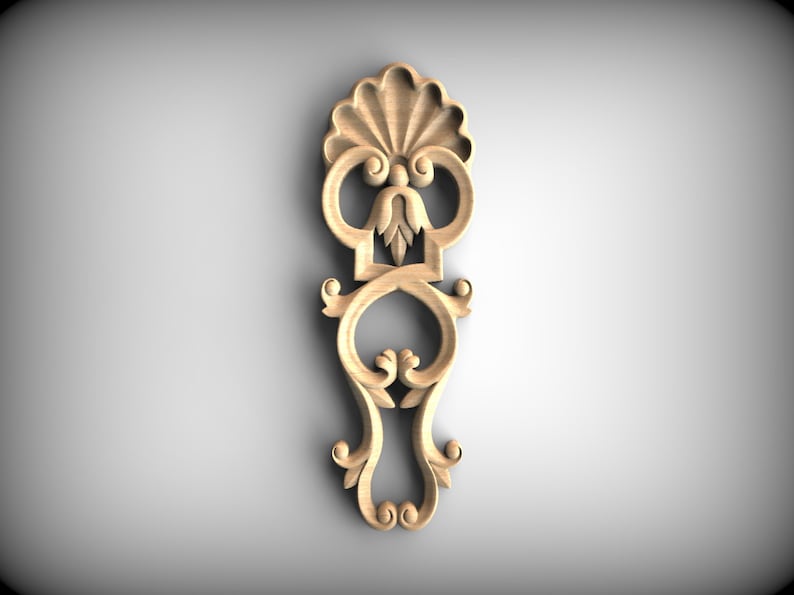 Classic Shell and Scroll Wooden Applique, Furniture Carving, Wood Onlay ...