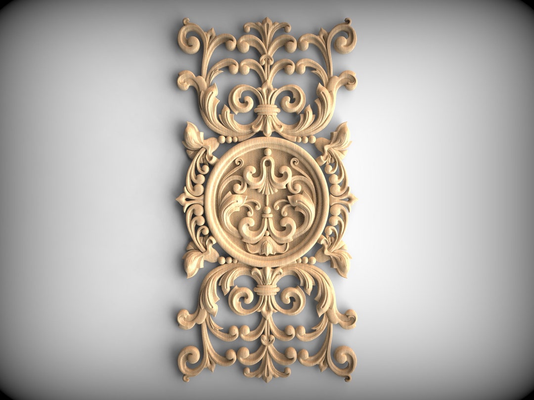Vertical Filigree Carved Wood Onlay Intricate Furniture Applique, 1pc ...
